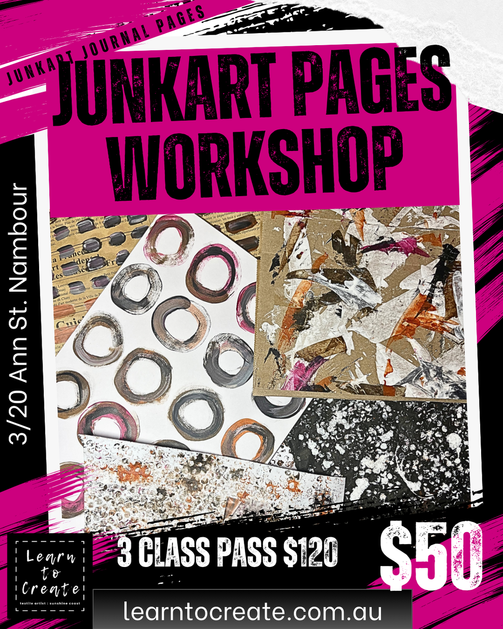 JunkArt Journal Pages Workshop – Learn to Create
